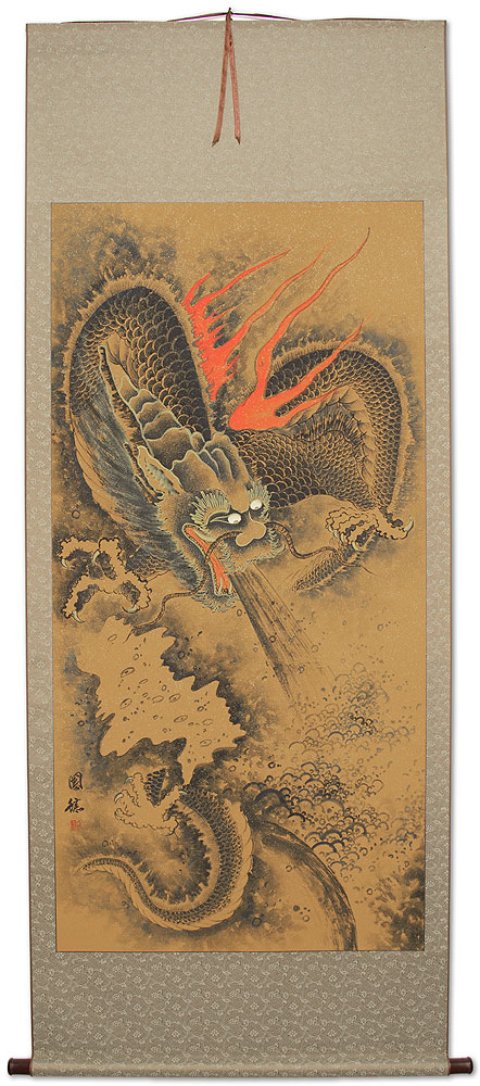 Flying Chinese Dragon - Very Large Chinese Scroll